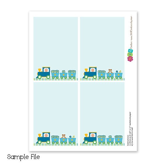 Train Baby Shower Place Cards - Baby Boy - DIY Printable Digital File ...