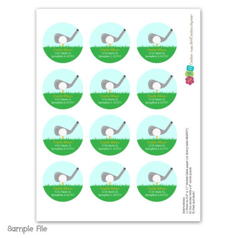 Personalized Golf Address Label DIY Printable Digital File - Etsy