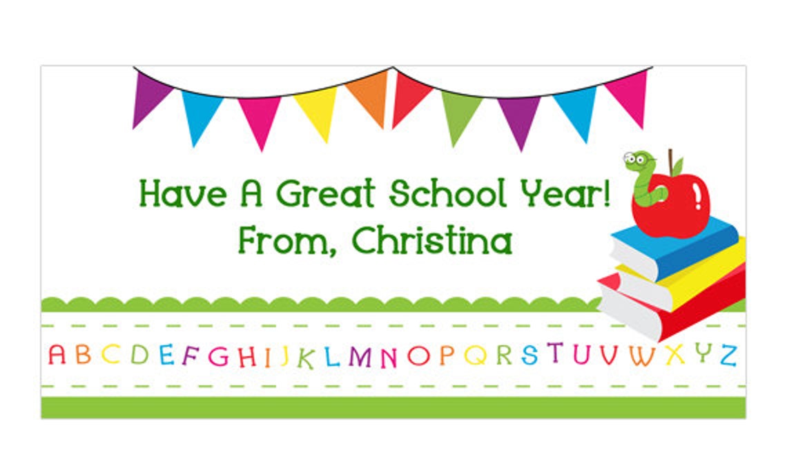 Personalized Back To School Themed Treat Bag Topper Bookworm | Etsy