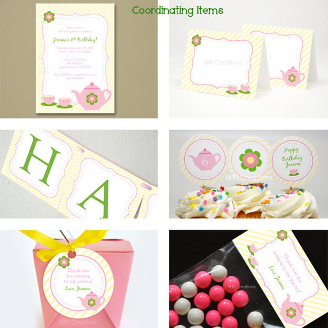 Tea Party Themed Place Cards - Teapot and Teacups - DIY Printable ...