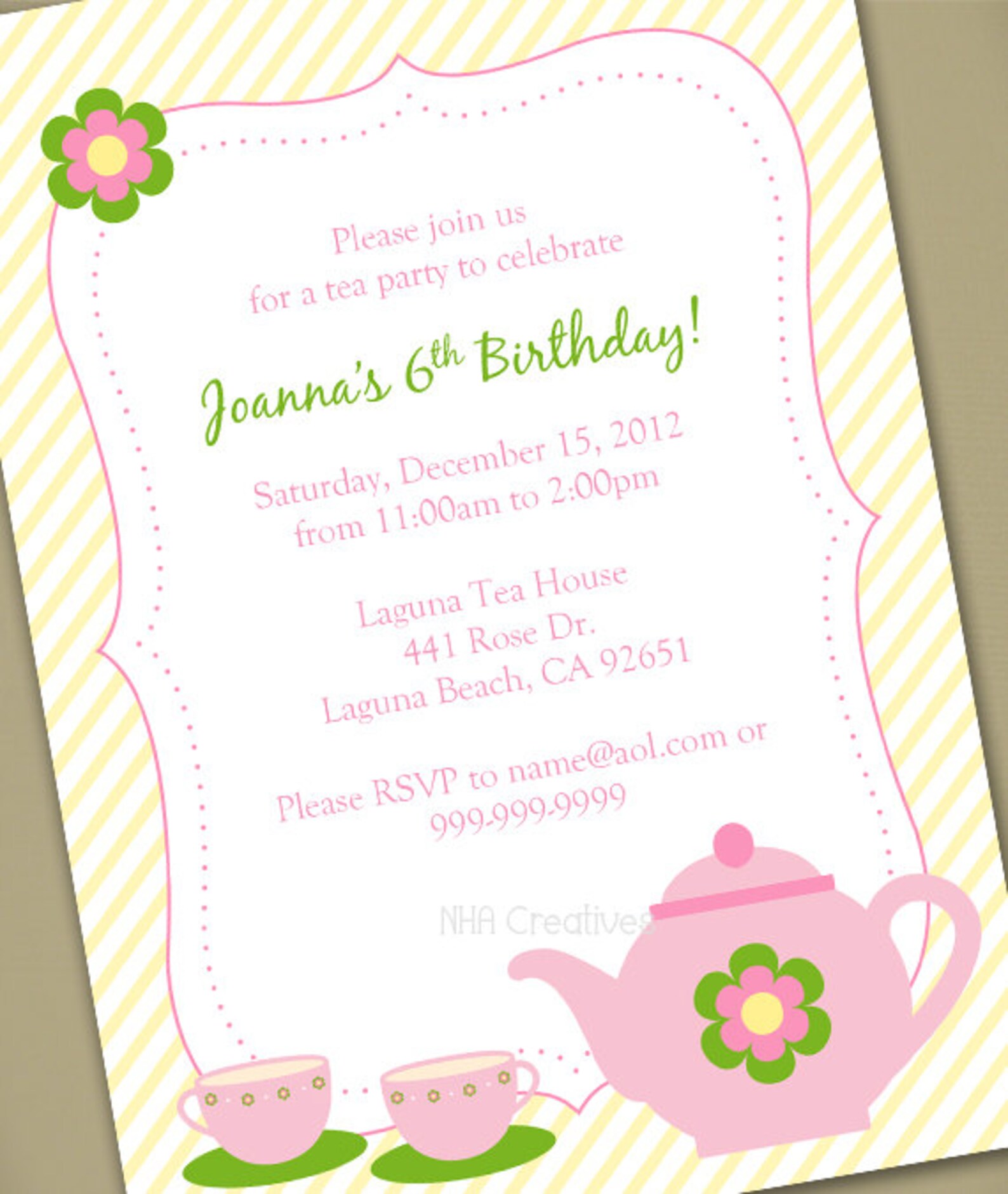 Tea Party Invitation Personalized DIY Printable Digital File - Etsy