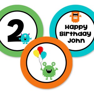 Personalized Monster Birthday Cupcake Toppers - DIY Printable Digital ...
