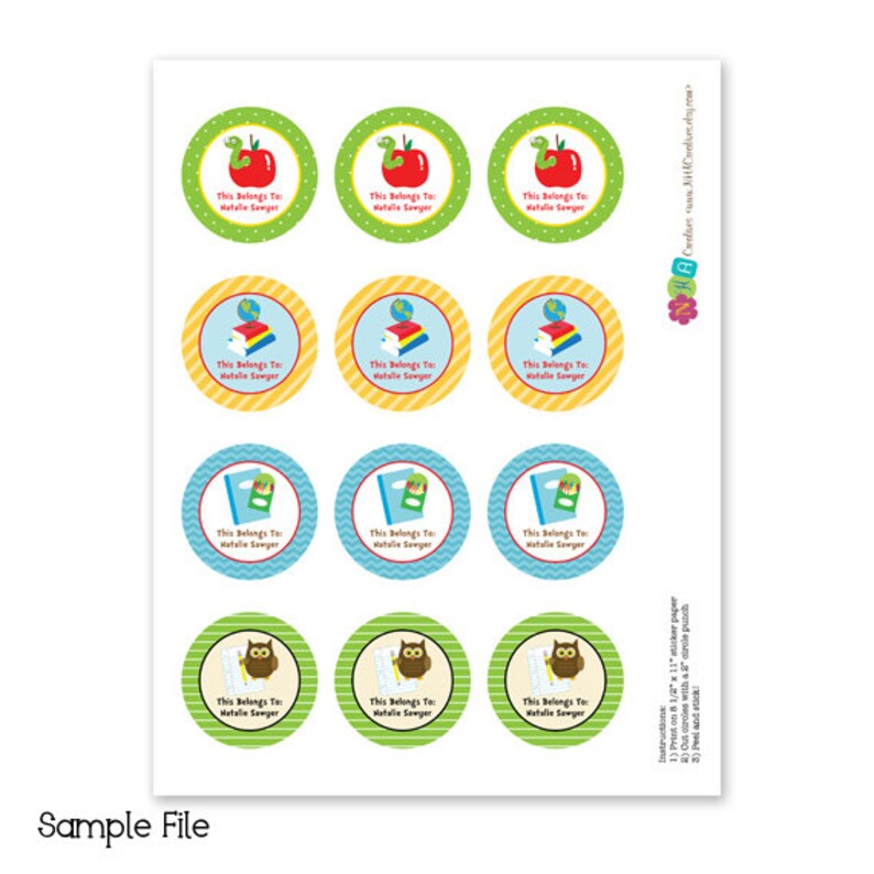 Personalized Name Labels School Supplies DIY Printable | Etsy