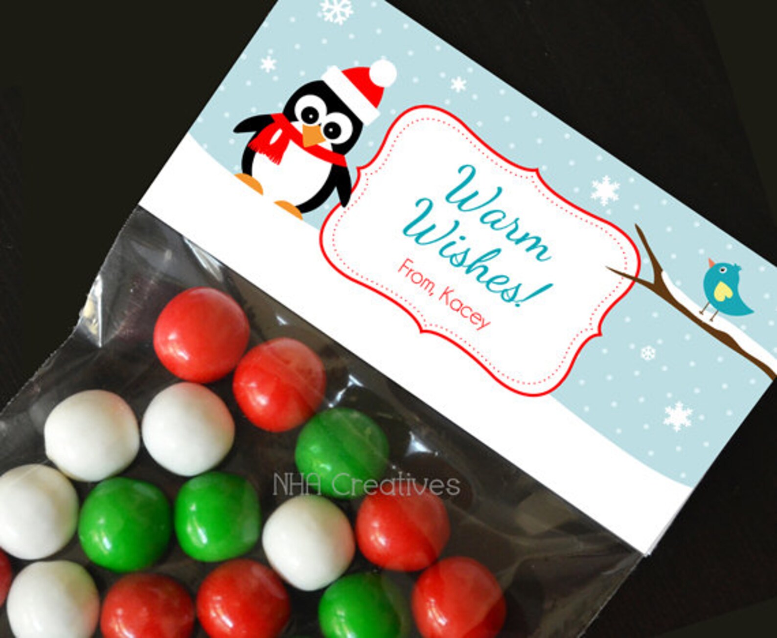 Personalized Winter Penguin Treat Bag Topper DIY Printable - Etsy