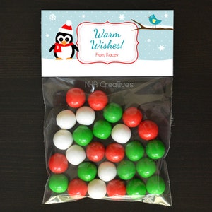 Personalized Winter Penguin Treat Bag Topper DIY Printable Digital File ...