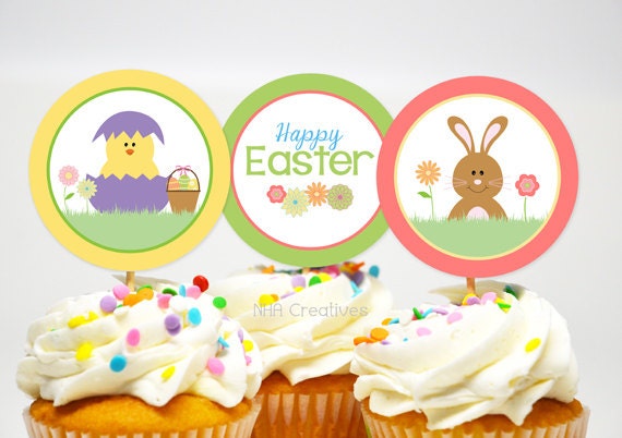 Happy Easter Cupcake Toppers Easter Brunch DIY Printable | Etsy