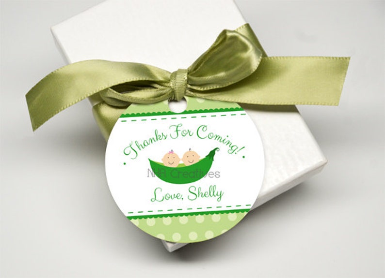 Personalized Twins Baby Shower Tag - Two Peas in A Pod - Personalized ...