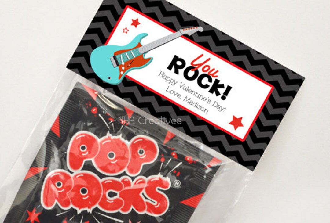 Personalized Valentine's Day Treat Bag Topper - You Rock - DIY ...