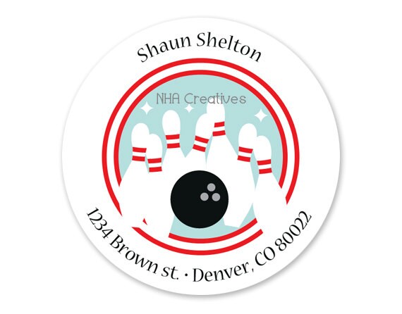 Personalized Bowling Address Label DIY Printable Digital | Etsy