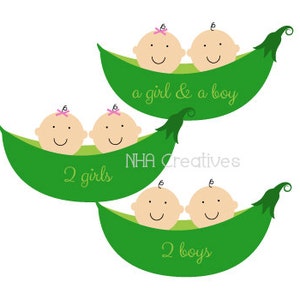 Twins Baby Shower Invitation - Two Peas in a Pod - Personalized DIY ...