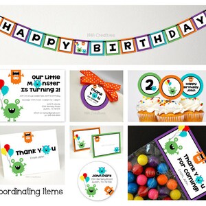 Personalized Monster Birthday Cupcake Toppers - DIY Printable Digital ...