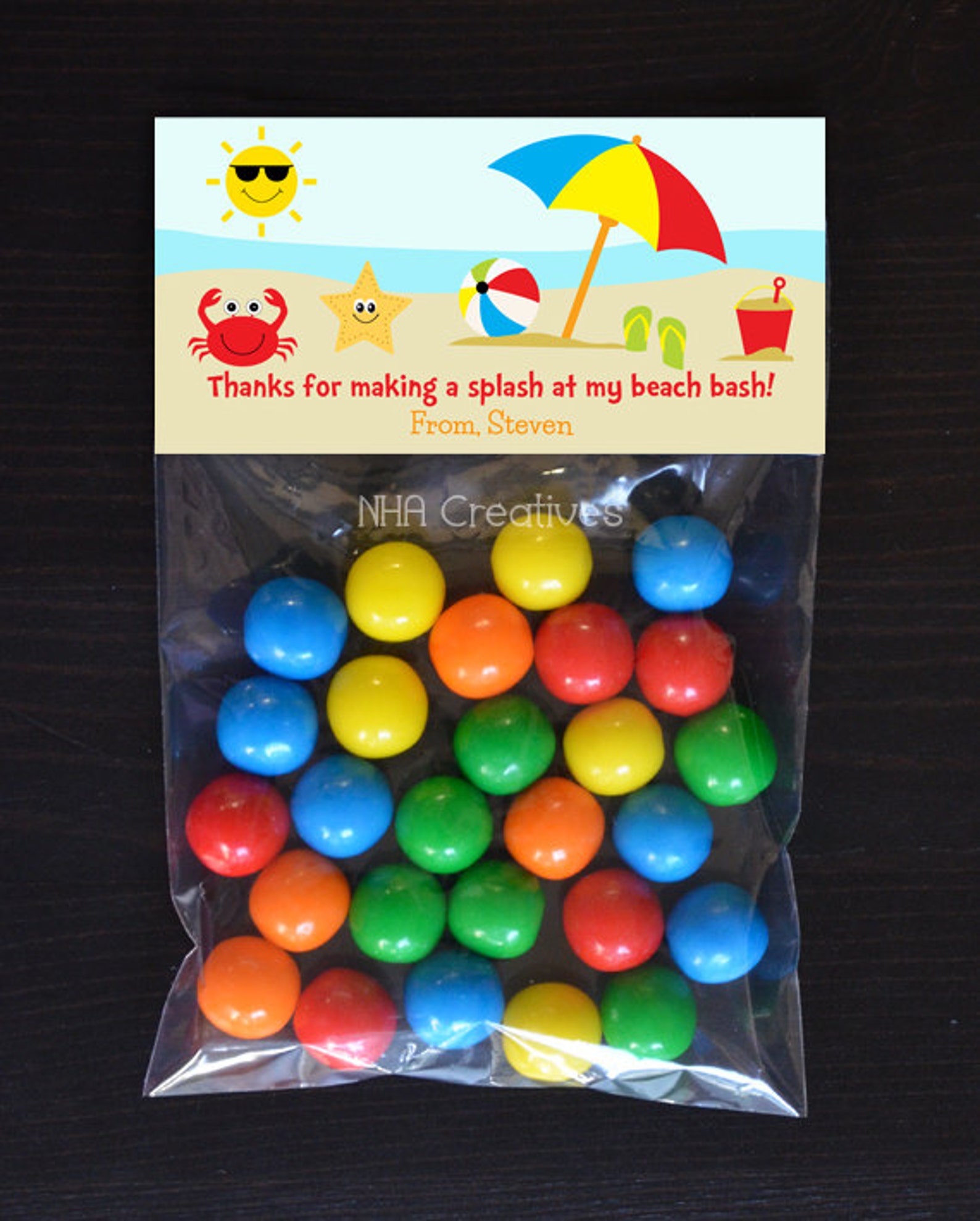 Personalized Beach Treat Bag Topper DIY Printable Digital - Etsy