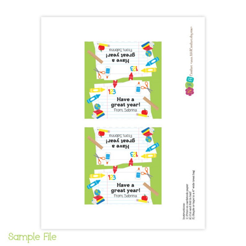 Personalized Back to School Treat Bag Topper School Supplies - Etsy