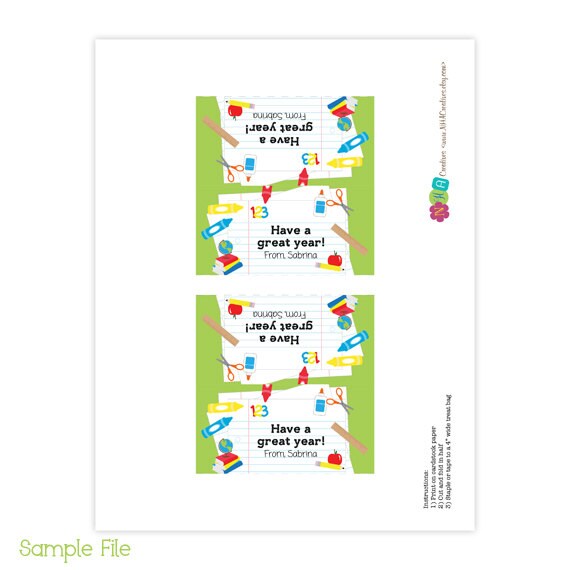 Personalized Back To School Treat Bag Topper School Supplies | Etsy