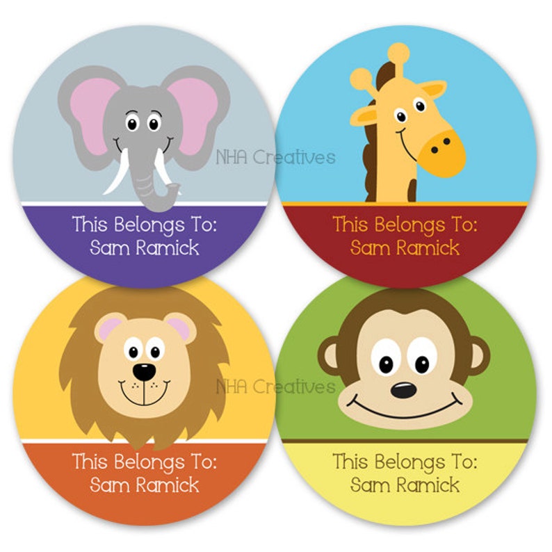 Personalized Name Labels - Animals - DIY Printable Digital File - Etsy
