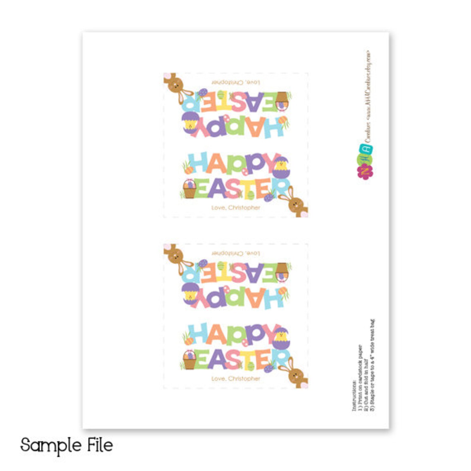 Personalized Happy Easter Treat Bag Topper DIY Printable | Etsy