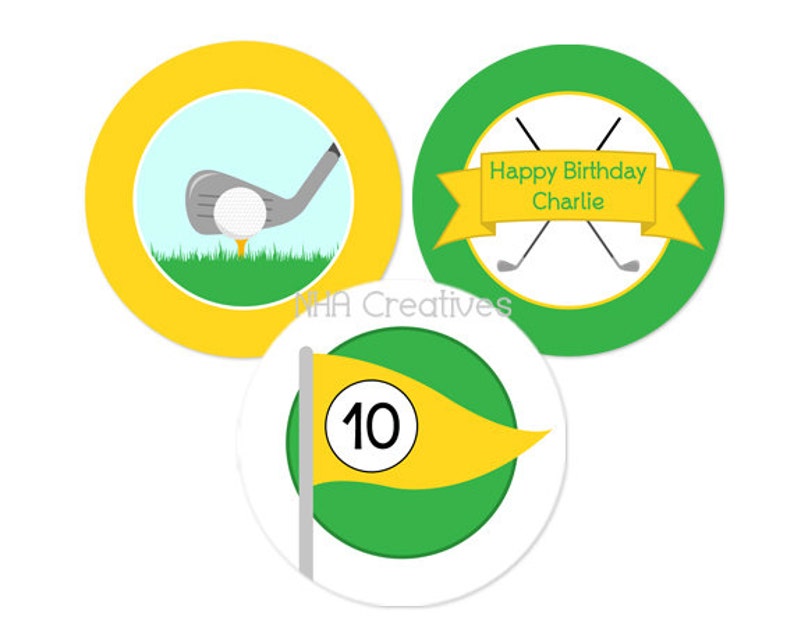 Personalized Golf Birthday Cupcake Toppers - DIY Printable Digital File ...