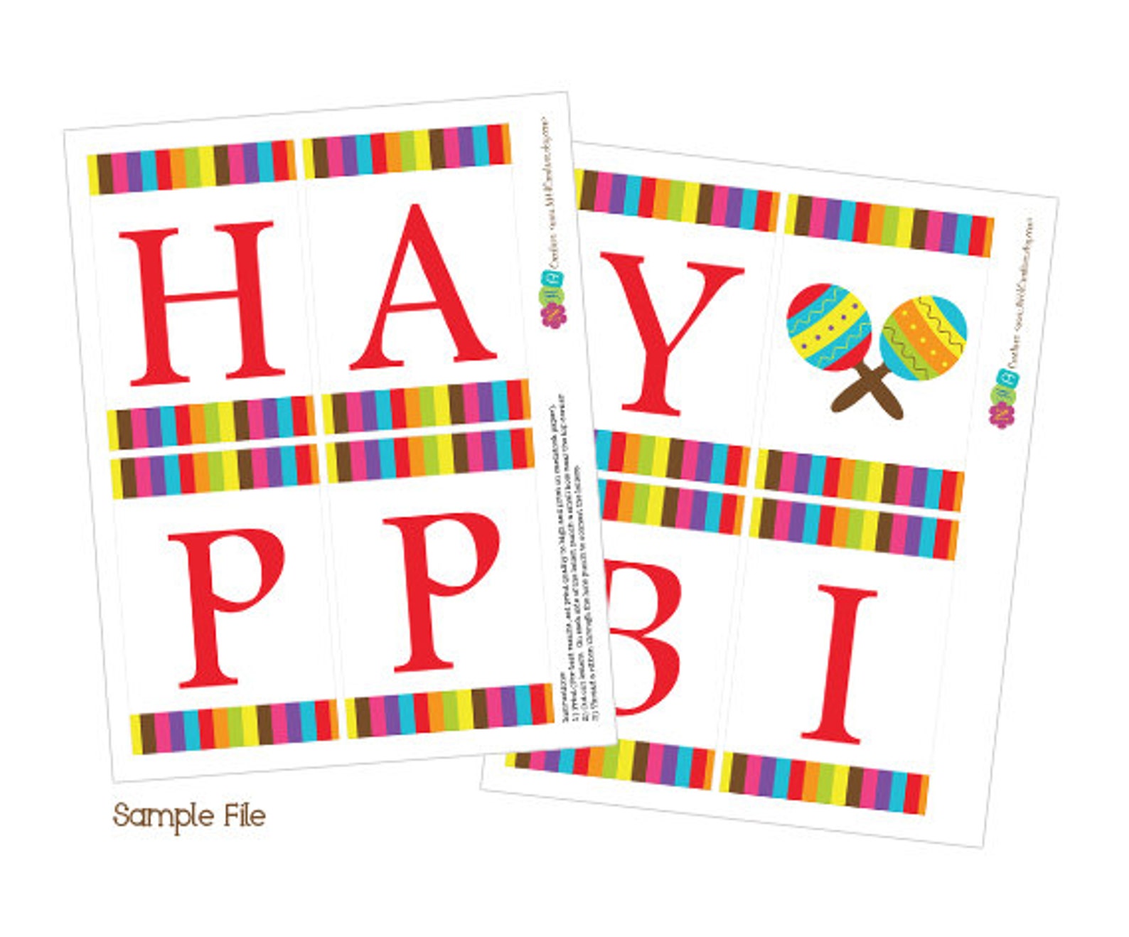 Happy Birthday Fiesta Banner - DIY Printable Digital File - Etsy