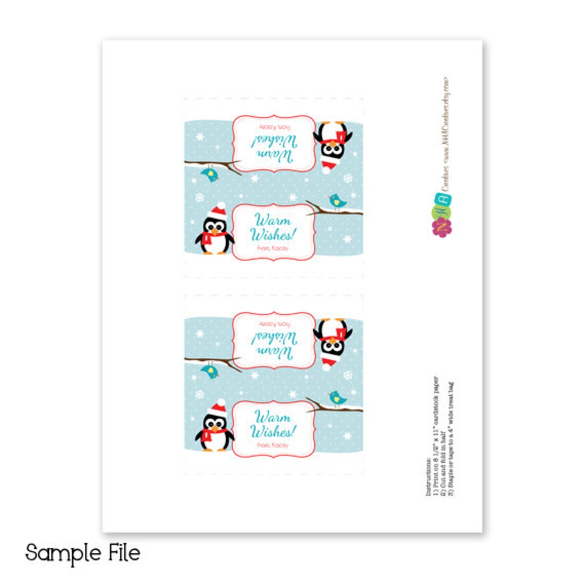 Personalized Winter Penguin Treat Bag Topper DIY Printable - Etsy