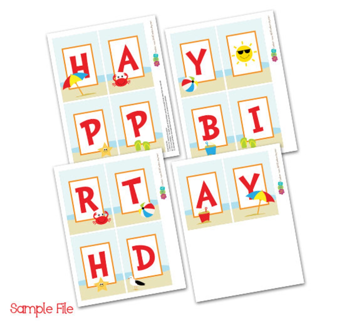 Happy Birthday Beach Banner DIY Printable Digital File - Etsy