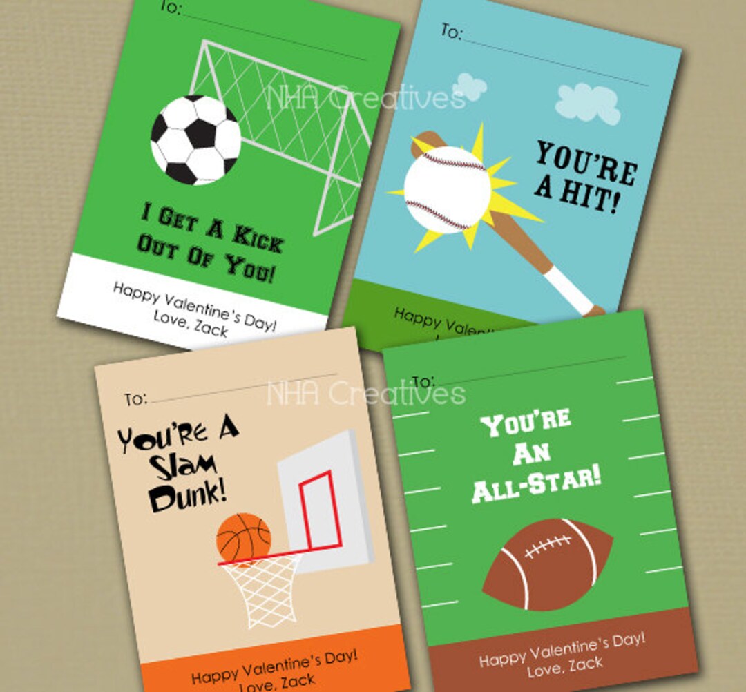 Personalized Sports Valentine's Day Cards - Soccer, Baseball ...