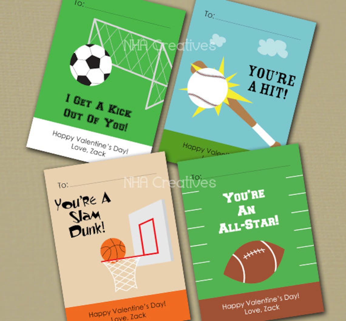 Personalized Sports Valentine's Day Cards Soccer - Etsy