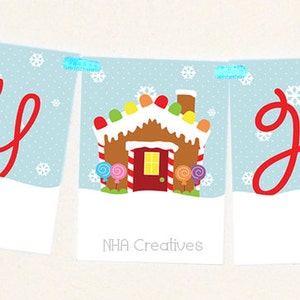 Christmas Banner Happy Holidays with Gingerbread House and | Etsy