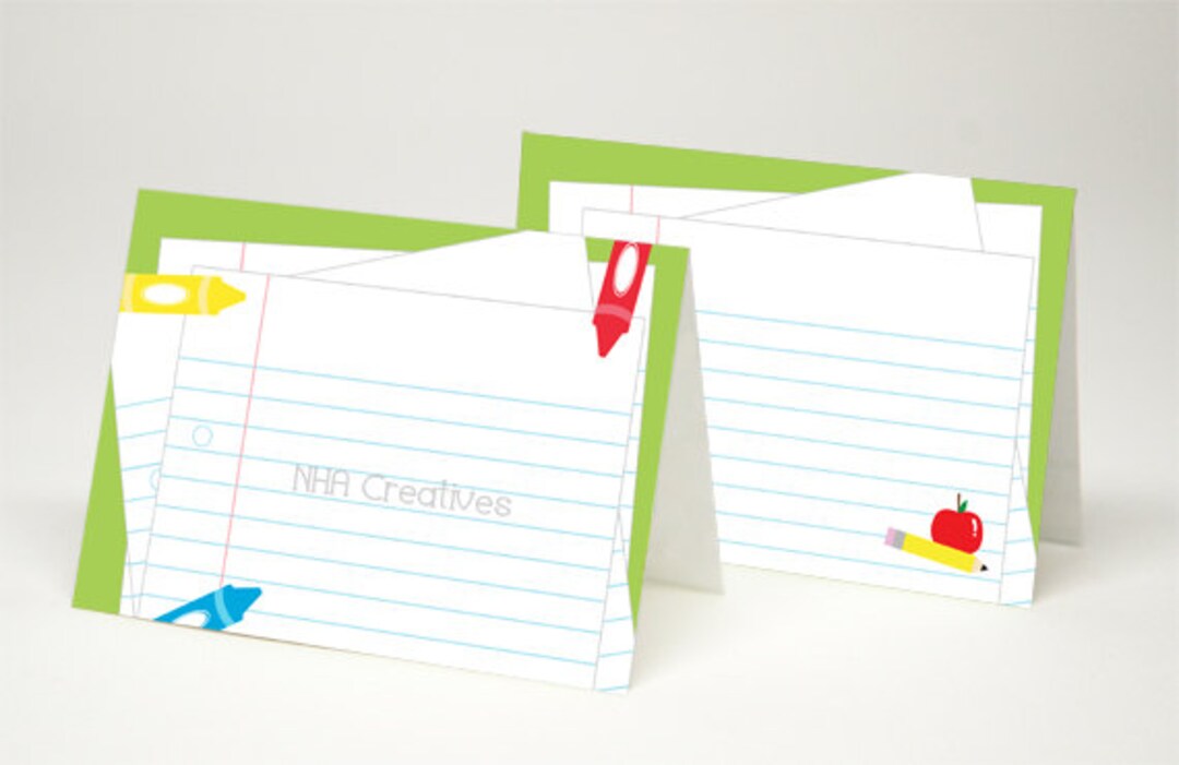 Back to School Themed Place Cards - School Supplies - DIY Printable ...
