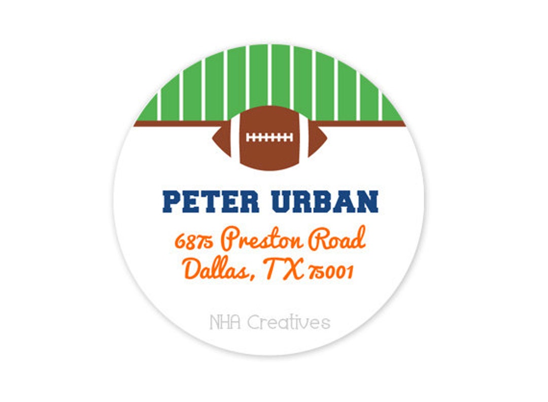 Personalized Football Address Label - DIY Printable Digital File - Etsy