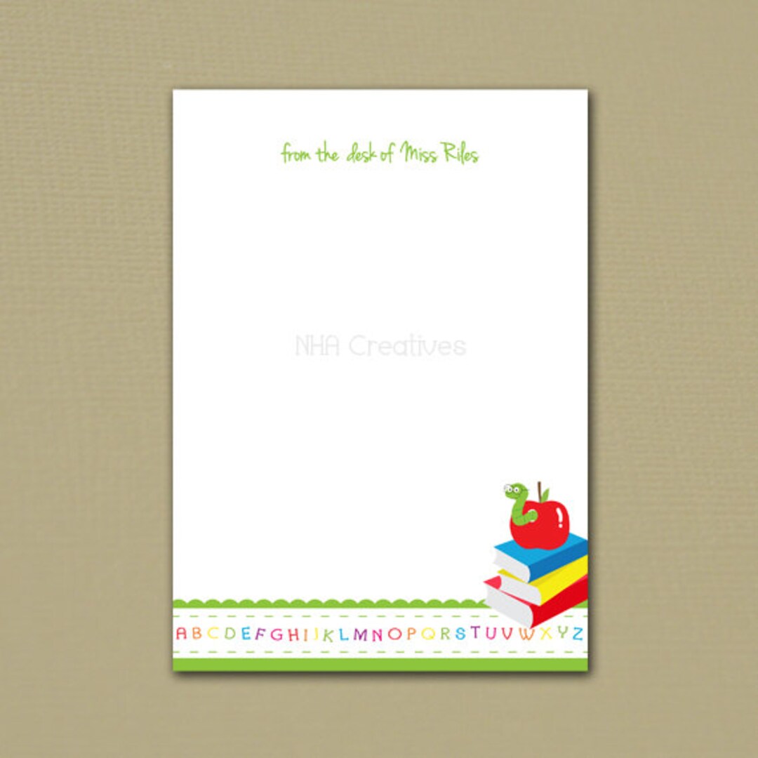 School Themed Note Card 5x7 Flat Card Personalized DIY Printable ...