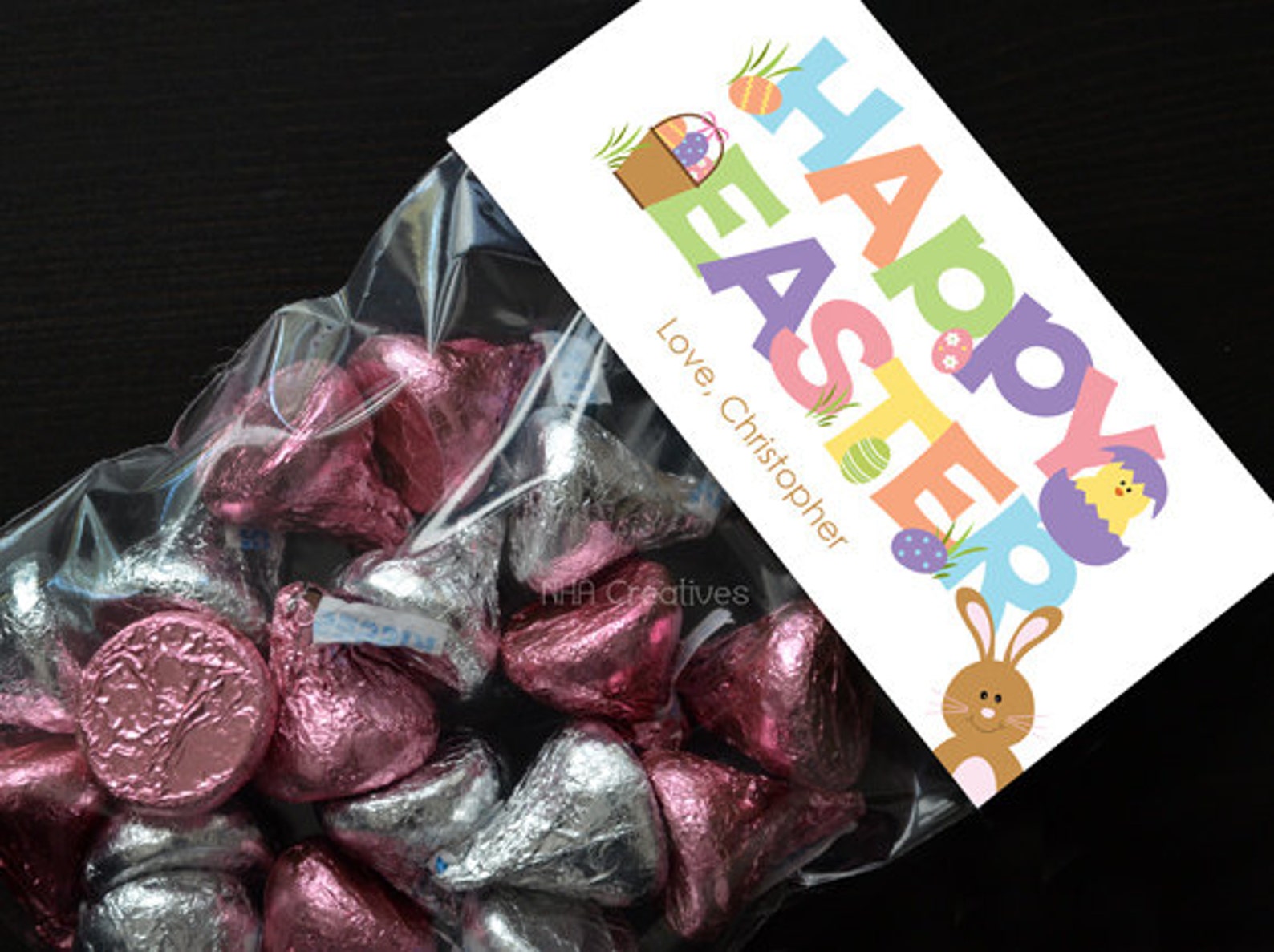 Personalized Happy Easter Treat Bag Topper DIY Printable - Etsy