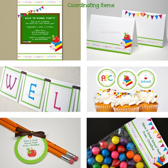 Back to School Themed Place Cards Bookworm and Pennant - Etsy