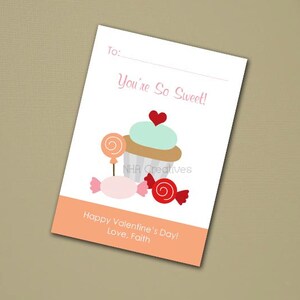 Personalized Sweet Valentine's Day Cards Sweets, Cupcakes, Donut, Ice ...
