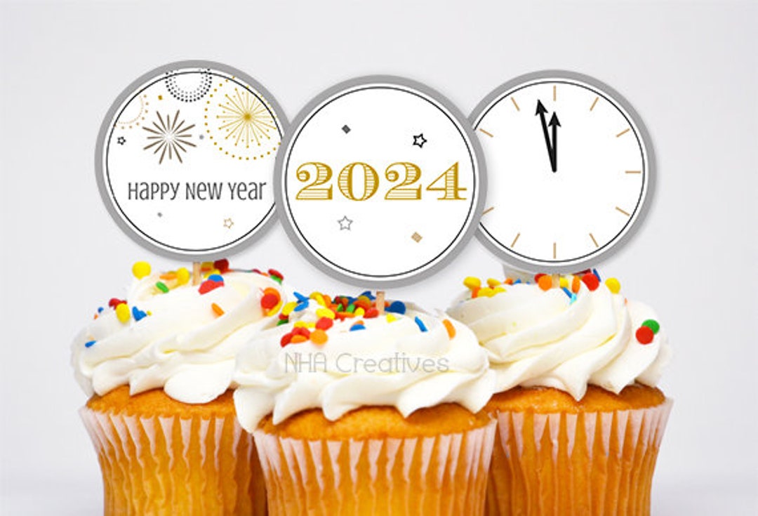 2024 New Year Cupcake Toppers Fireworks DIY Printable Digital File - Etsy