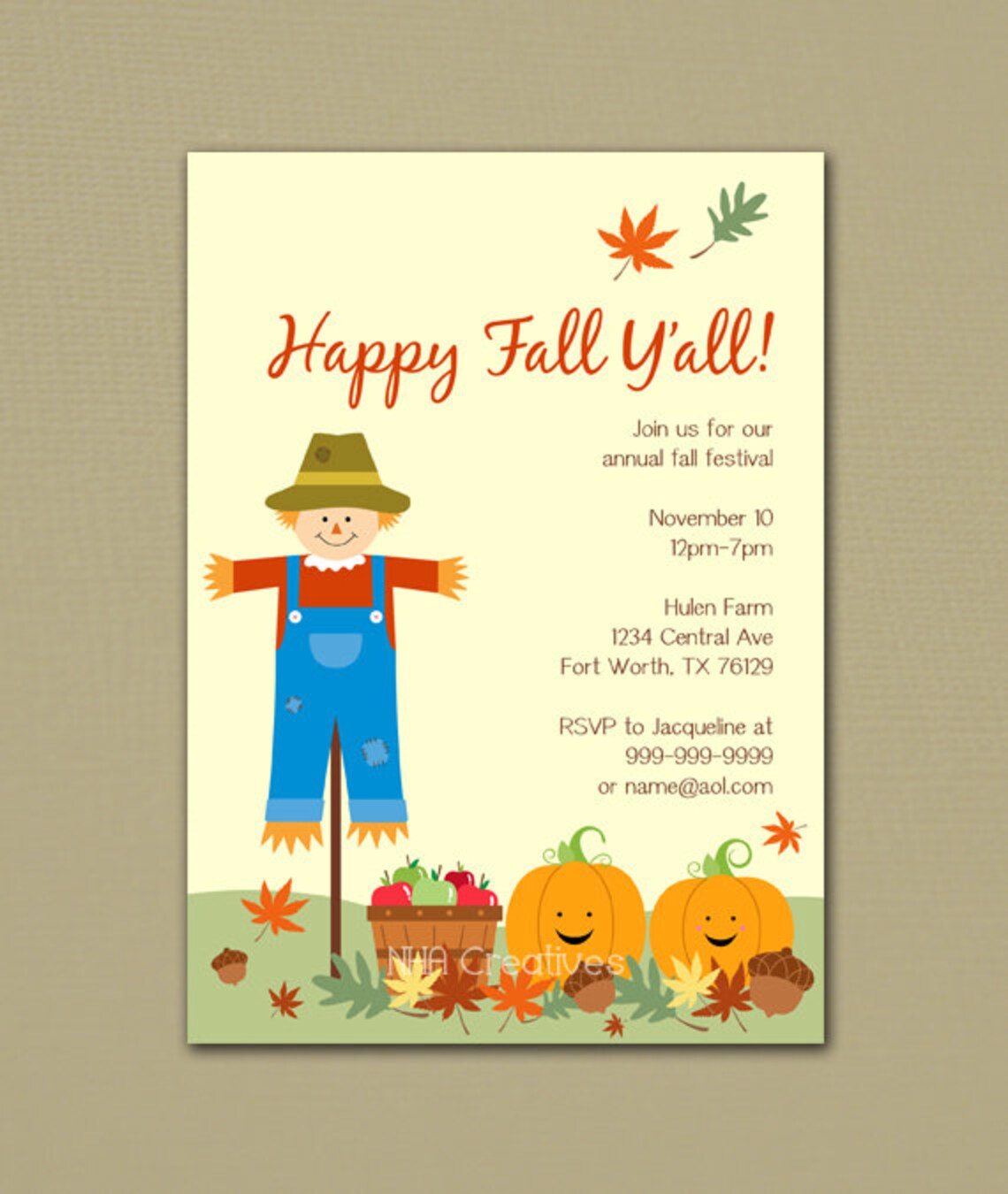 Happy Fall Y'all / Fall Festival Party Invitation - Etsy