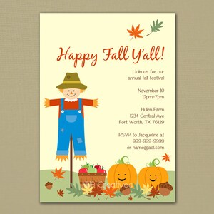 Happy Fall Y'all / Fall Festival Party Invitation - Personalized DIY ...