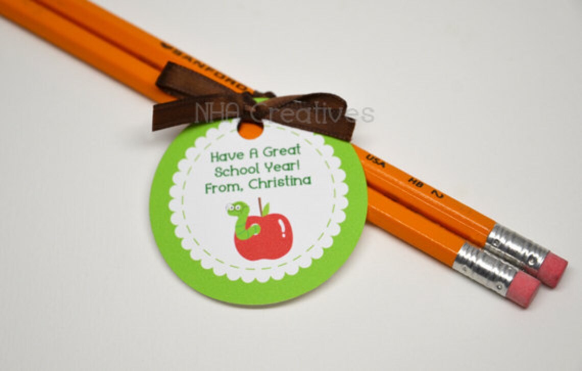 Personalized Back to School Themed Gift Tag Bookworm - Etsy