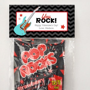 Personalized Valentine's Day Treat Bag Topper - You Rock - DIY ...