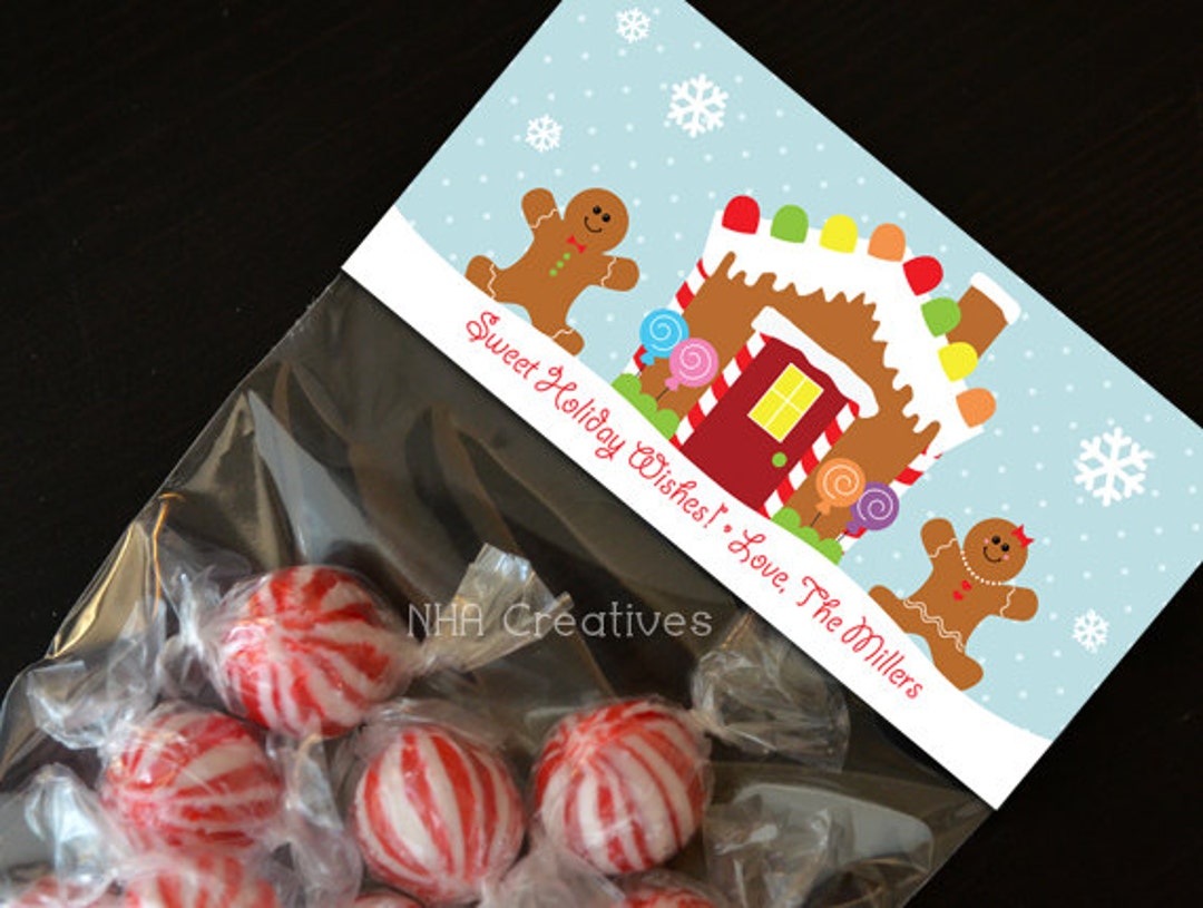 Personalized Gingerbread Theme Christmas Treat Bag Topper DIY Printable ...