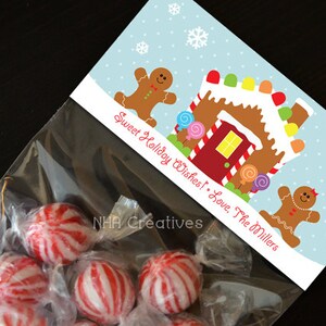 Personalized Gingerbread Theme Christmas Treat Bag Topper DIY Printable ...
