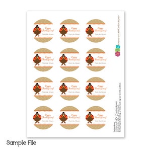 Personalized Thanksgiving Turkey Favor Tag DIY Printable Digital File ...
