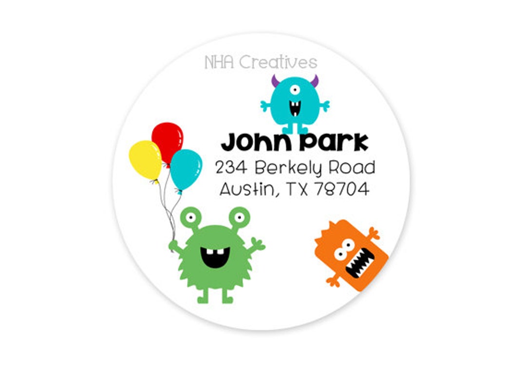 Personalized Monster Address Label - DIY Printable Digital File - Etsy