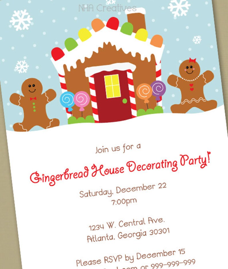 Gingerbread House Decorating Party Invitation Personalized | Etsy