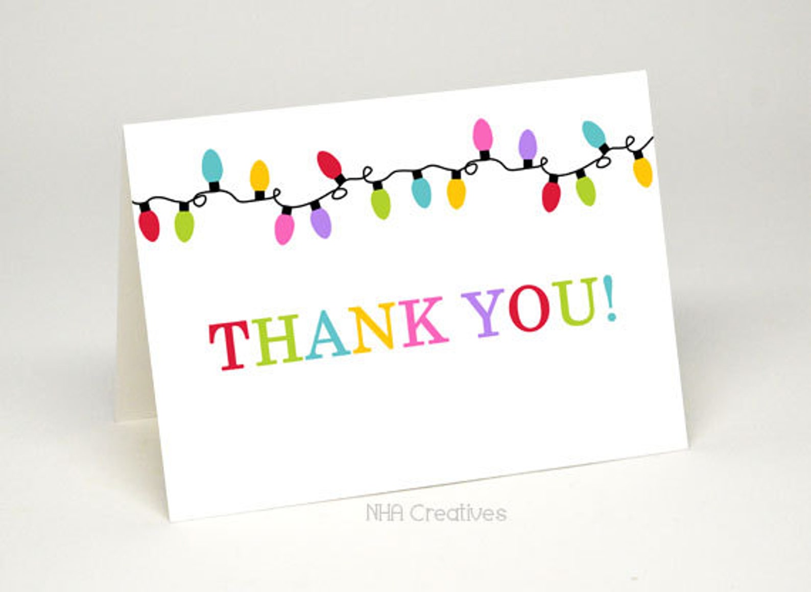 Christmas Lights Thank You Card DIY Printable Digital File - Etsy