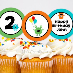 Personalized Monster Birthday Cupcake Toppers - DIY Printable Digital ...