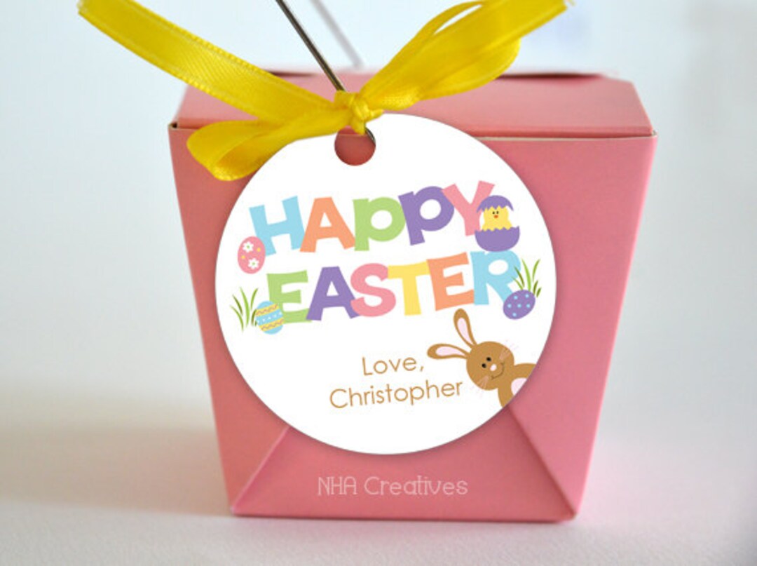 Personalized Happy Easter Favor Tag - DIY Printable Digital File - Etsy