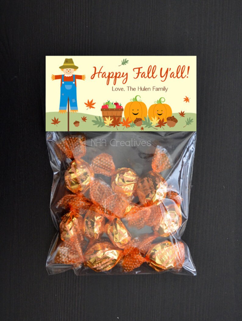 Happy Fall Y'all Treat Bag Topper Personalized DIY | Etsy
