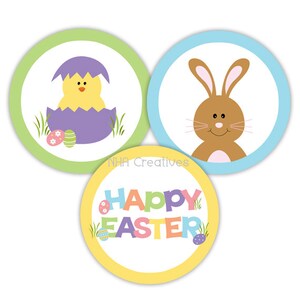 Happy Easter Cupcake Toppers - Bunny and Chick - DIY Printable Digital ...