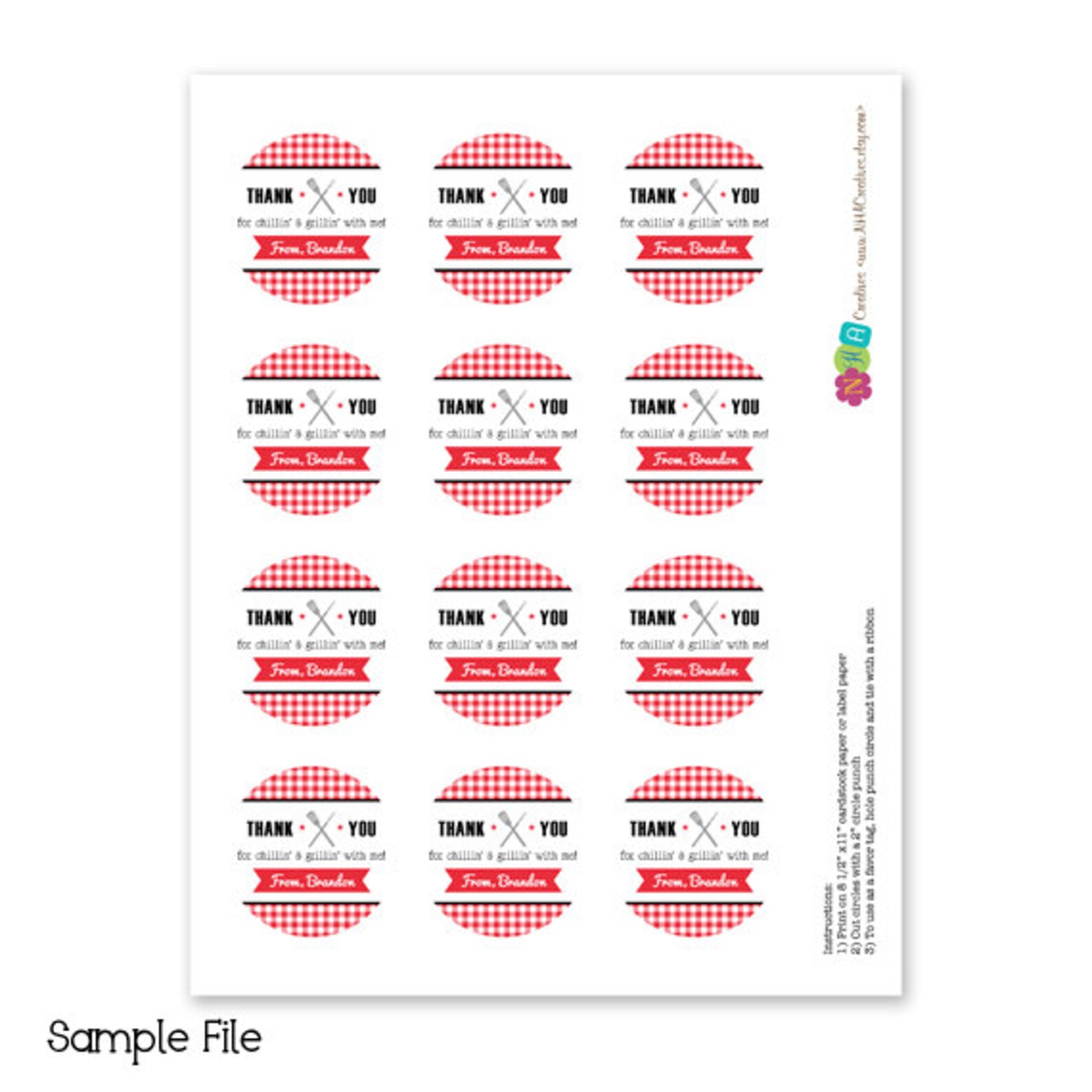 Personalized Barbecue Favor Tag - BBQ Spatula and Fork - DIY Printable ...