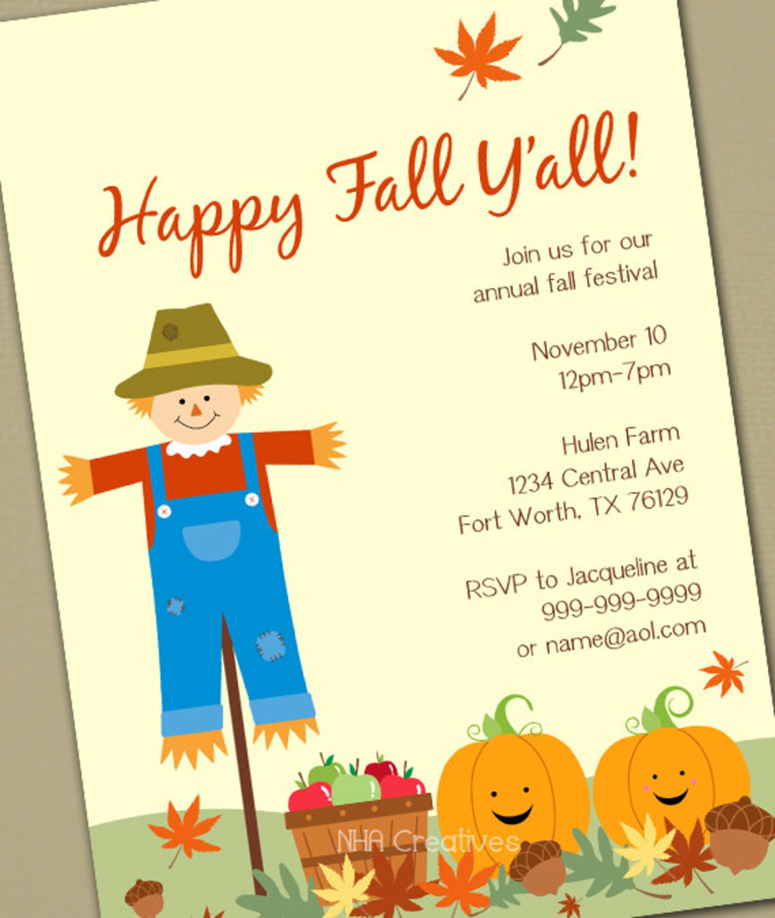 Happy Fall Y'all / Fall Festival Party Invitation - Etsy